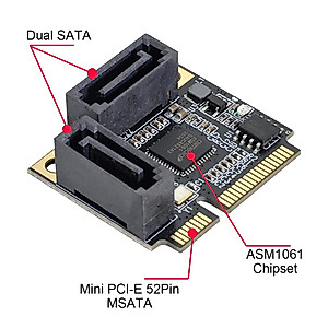 xiwai Mini PCI-E PCI Express to SATA 3.0 Dual Ports Adapter Converter Hard Drive Extension Card