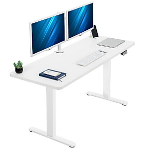 VIVO 60-inch Electric Height Adjustable 60 x 24 inch Stand Up Desk, White Solid One-Piece Table Top, White Frame Standing Workstation, Home & Office Furniture Sets, DESK-KIT-W06W