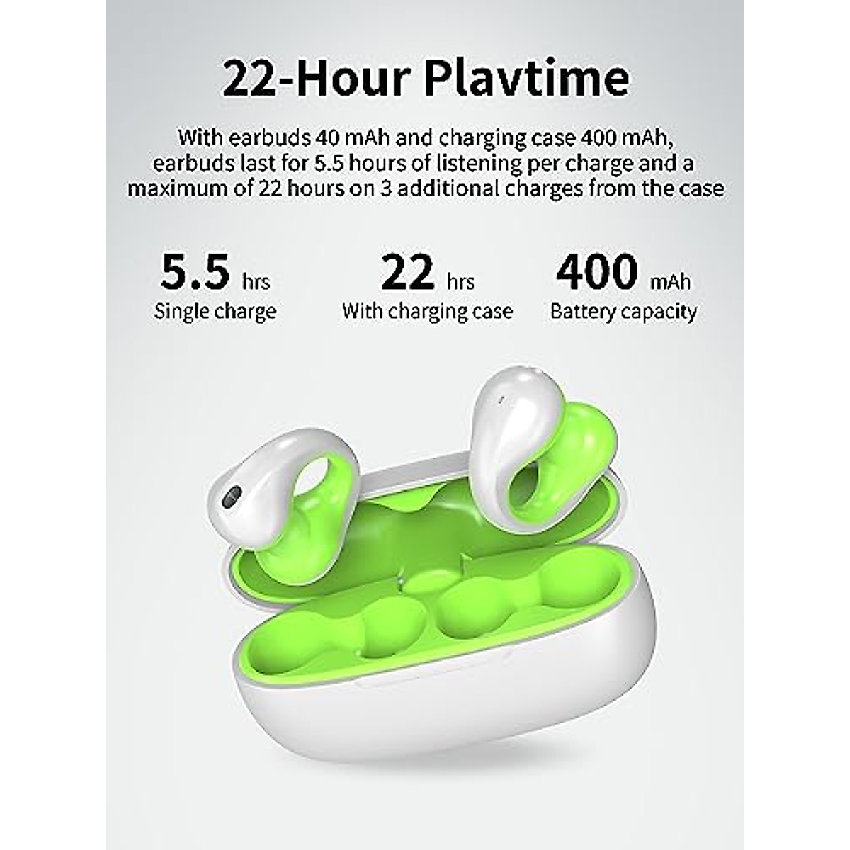 Wireless Ear Clip Headphones - Bluetooth 5.3 Earring Headphones with Mic for iPhone & Android, Open Ear Wireless Earbuds Immersive Superior Sound, 25hrs Playtime Waterproof Sport Earring Earbuds
