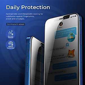 ORIbox Privacy Glass Screen Protector for iPhone 12 Pro Max, 2 Packs Anty-Spy Anti-Bubble Tempered Glass Screen Protector"