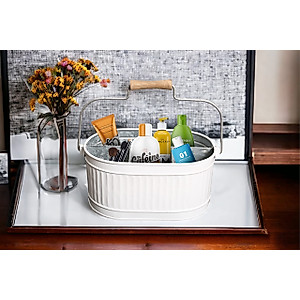 utensil caddy for parties, utensil caddy for countertop, kitchen utensil caddy, plate and utensil caddy - picnic utensil caddy, kitchen utensil caddy for countertop - 12 Inches (Snowy White/Grey)