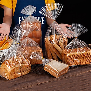 50 Pcs 14x18 inch Cellophane Wrap Cello Cellophane Treat Bags Clear Flat for Gift Wrapping, Bakery, Cookie, Candies, Dessert, Baskets Packaging with Color Twist Ties