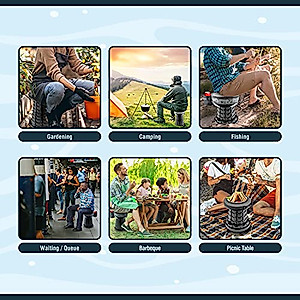 NUMANU Collapsible Stool with 3-in-1 Carry Bag - Lightweight, Sturdy, Retractable, Portable Telescopic Compact Folding Chair, Adjustable Seat or Foot Rest for Travel, Camping, BBQ, Queue - Max 400lbs