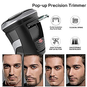MAX-T Men Electric Razor, Rechargeable Wet & Dry Rotary Electric Shaver for Men (Black)
