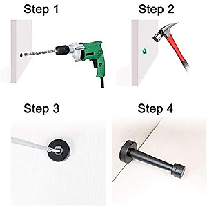 Door Stop Stopper Zinc Alloy Doorstop, Wall Mount, Longer and Stronger,Easy to Install ,Plastic Expansion & Screws Included (Black, 4.7"/12cm)