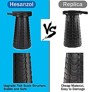 Hesanzol Portable Telescoping Stool, Retractable Folding Stool for Camping Garden Fishing Hiking Travel BBQ, Adjustable Collapsible Stools Max Load 485lbs (Black)