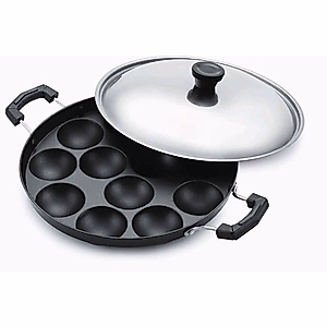 Big Christmas Gift Appam Patra Paniyaram Non Stick Pan, Nonstick Appam Pan, Appa Chetty Paniyaram Pan Patra, Non Stick Pan With Stainless Steel Lid
