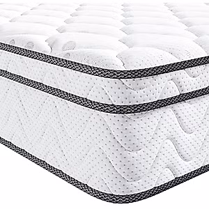 Vesgantti Queen Mattresses, 14 Inch Queen Size Hybrid Mattress in a Box, Ergonomic Design with Breathable Momory Foam and Pocket Spring/Medium Firm Feel