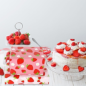 AnyDesign 8 Sheet Pink Strawberry Wrapping Paper -Not Roll- Spring Fruit Gift Wrap Paper Bulk Art Paper Folded Flat for DIY Crafts Birthday Baby Shower Party Favors Supplies, 19.7 x 27.6 Inch