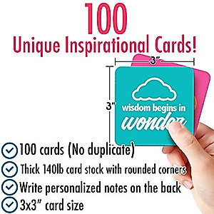 Savoychef 100 Motivational Inspirational Cards- Encouragement, Gratitude, and Self Care - 3"x3" Size