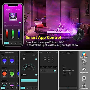 Galaxy Projector Star Projector, Night Light Projector Work with Alexa/Echo/Google, with Timer/Remote/Bluetooth Speaker for Kids Adults Gaming Room, Home Theater, Bedroom, Room Decor