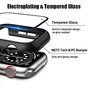 14 Pack Apple Watch Case with Tempered Glass Screen Protector for Apple Watch SE 40mm Series 6/5/4,Anotch Full Coverage Hard PC Protective Cover HD Ultra-Thin Guard Bumper for iWatch 40mm Accessories