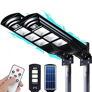FUHONGRUI 200W Solar Street Light 6000LM Solar Flood Lights Outdoor Dusk to Dawn Flood Lights Outdoor with Motion Sensor and Remote Control 2 Pack