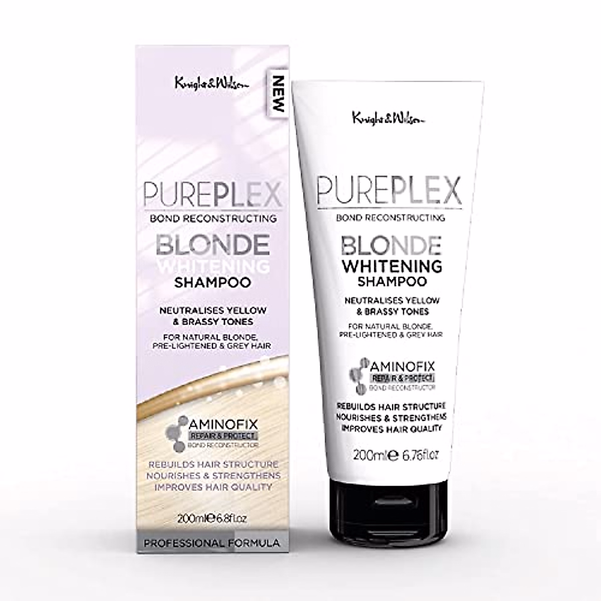PurePlex Bond Reconstructing Blonde Conditioner. Neutralizes Brassy & Yellow Tones in All Blonde, Lightened and Grey Hair Whilst Repairing and Leaving Hair a Clean, Crisp White Blonde.