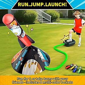 Toys Rocket Launcher for Kids - Launch up to 100 Ft, 8 Multi-Color Foam Rockets & Adjustable Launch Stand, Kids Outdoor Toys, Birthday Toys for Kids Boys Girls Age 3+ Years Old