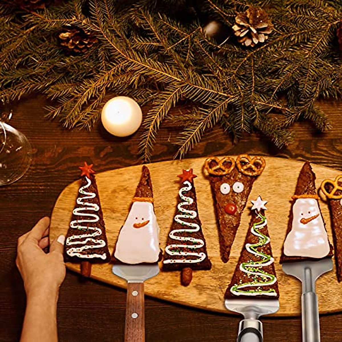 3 Pieces Pie Server Set Stainless Steel Pie Spatula Serrated with Comfortable Handle, Easy to Grip for Cutting and Serving Desserts Pizza and Cake