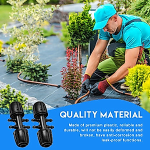 Drip Irrigation Barbed Tee 10 Pieces 1/2 Inch to 1/4 Inch Adapter Irrigation Tubing Connector Barbed Locking Fittings Fits 16 mm Drip Tape Tubing (Black)