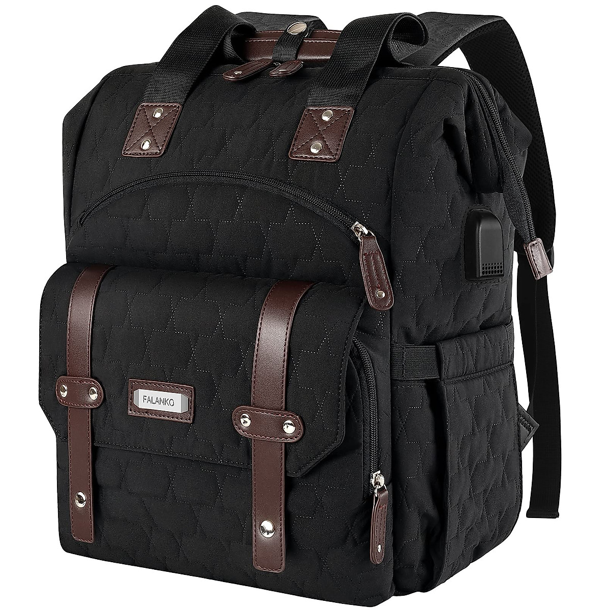 FALANKO Laptop Backpack for Women,Doctor Teacher Nurse Work Bookbag for 15.6 Inch Laptop,Large Travel Airline Approved Wide Open College Shoulder Purse Bag With RFID Anti Theft USB Charging Port