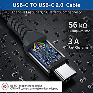 2Pack 10ft Long USB C to USB C Cable Charger Cord for Samsung Galaxy S23/S23 Plus/S23 Ultra/S22/S22+/S21 FE 5G/S20,Note 20 Ultra/10 A53,Google Pixel 6 7 Pro/4A 5G/5 4XL,60W(20V 3A)Fast Charge Charging