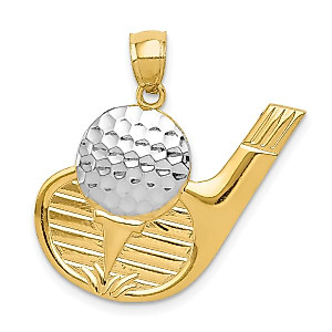 IceCarats 14K Yellow Gold Golf Necklace Charm Sports Pendant 27mm x 24mm Only