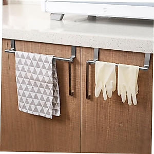 Zerodeko 2pcs Stainless Steel Towel Rack Over Door Towel Bar Over The Door Towel Holder Rattan Lamp Shade Cabinet Door Hanging Pole Cabinet Towel Holder Tea Towel Multifunction