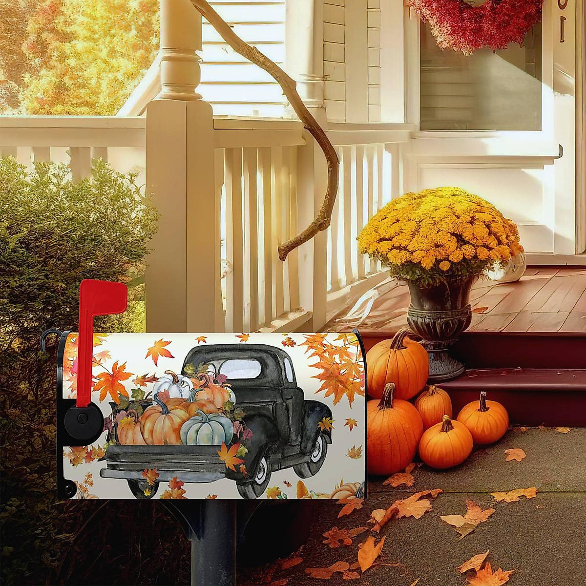 Dacawin Fall Harvest Mailbox Covers Magnetic Standard Size Thansgiving Pumpkin Mailbox Post Cover Maple Leaves Truck Mailbox Decor Waterproof Mailbox Wraps Mail Cover for Garden Yard 21 * 18 Inch