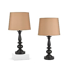 Catalina 18842-002 Traditional 2-Piece Matching Trophy Table Lamp Set with Coffee Silken Shades, 22.25, Classic Oil Rubbed Bronze