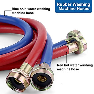 Washer Hoses 4FT,Rubber Washing Machine Hoses 3/4 Washer Machine Hoses 2 packs,Burst Proof Water Supply Lines ​for Hot and Cold Water Washer Hoses,Universal for All Standard Wash Machines-by MIFLUS
