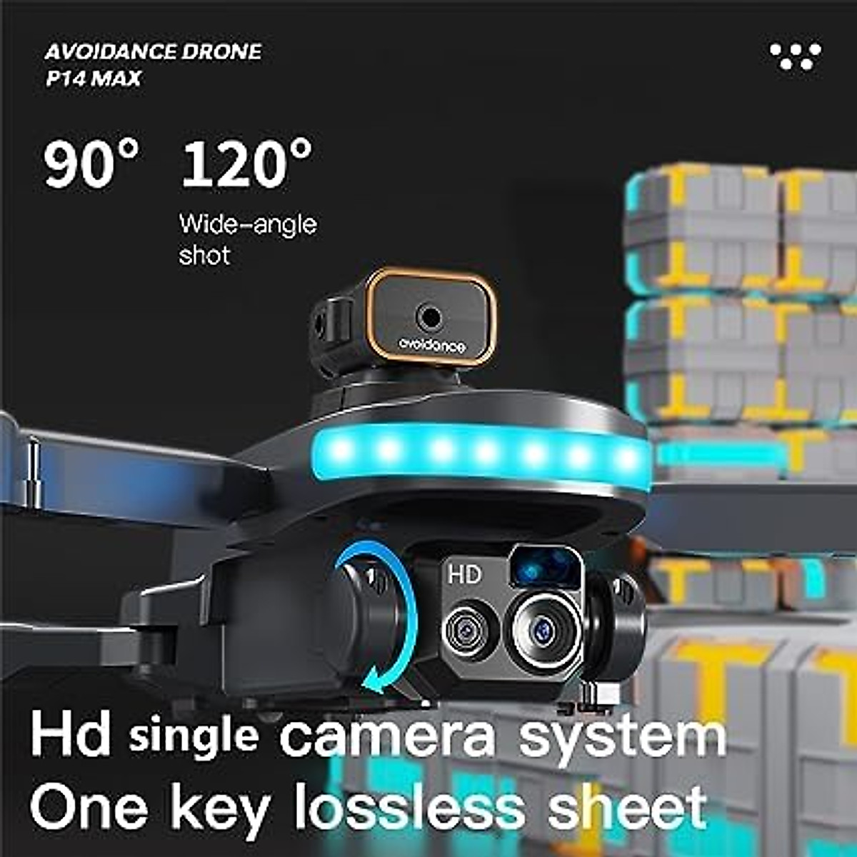 P14 Foldable Mini Wireless Drone with Dual 4K HD FPV Camera - Intelligent 360° Obstacle Avoidance 4 Channel RC Quadcopter Multifunctional HD Aerial Photography Remote Control Toys