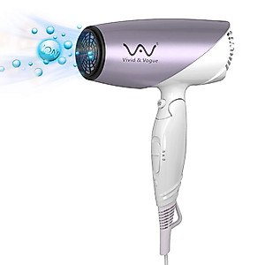 VAV 1875w Negative Ion Medium Size Hair Dryer, Home-Use&Professional Blow Dryer with Folding Handle, Dual Voltage Travel Dryer