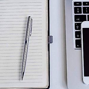 Cambond Sliver Ballpoint Pens Black Ink Metal Pen Nice Uniform Pens for Men Business Office Police,Twist Retractable 1.0 mm Medium Point Refills, 5 Pack