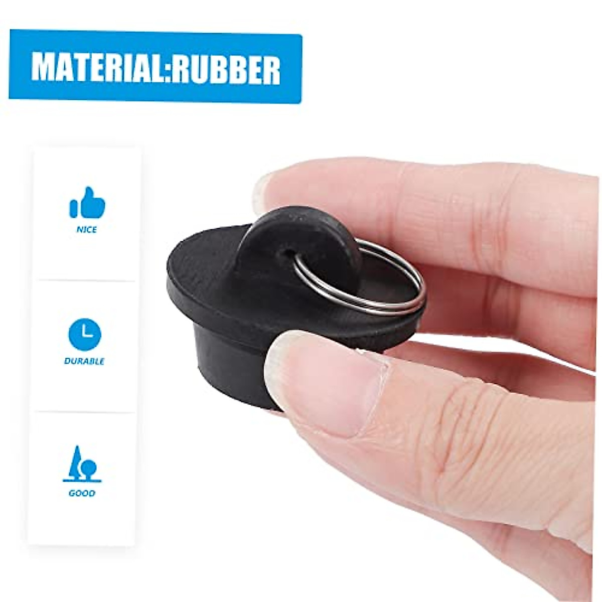COOLHIYA 5pcs Sink Plug Bathroom Sink Kitchen Sink Stopper Bath Tub Plug Sink Stopper Kitchen Drain Tub Drain Stopper Drain Plug Washbasin Stopper Bathtub Washbasin Plug Rubber Black