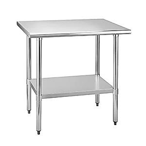 HOCCOT Stainless Steel Table for Prep & Work 24" X 36" inches with Adjustable Shelf, Commercial Workstations, Utility Table in Kitchen Garage Laundry Room Outdoor BBQ