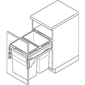 Hafele Waste Bin Pull Out Euro Cargo 45, with 2 x 38 Liter Bins, 110 lbs Load Bearing Capacity