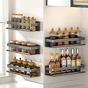 YuShiYan Nail-Free or Drilling Stainless Steel Detachable Floating Wall Mounted Shelves for Kitchen, Bathroom, Baking Paint Process, Corrosion and Rust Resistant, Set of 1 Gray