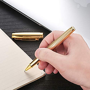 Nekigoen Rollerball Pen for Men Women Luxury Metal Executive Pens Home Office Use with 2 Extra Refills Black Ink 0.7mm G2(gold)