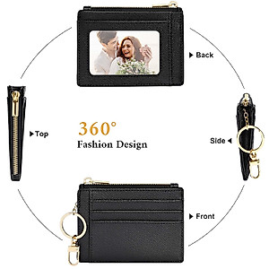 Sodsay Card Case Slim Front Pocket Wallet for Women Credit Card Holder with Keychain(CH Black)