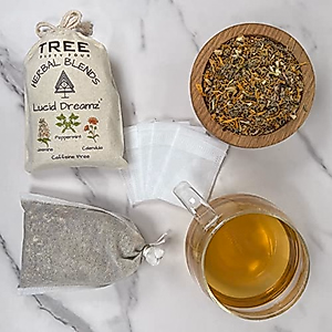 Lucid Dreamz Herbal Blend - Mugwort, Jasmine, Peppermint | Natural Caffeine Free Tea/Smoke Blend/Incense Herbs by Tree Fifty Four | 3 OZ Sachet w/Infusers