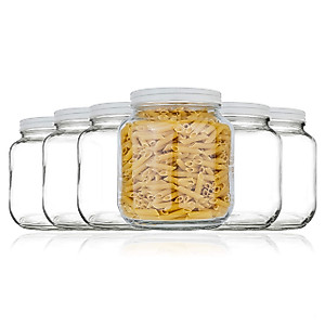 6 Pack-Half Gallon Glass Mason Jar Wide Mouth with Airtight Metal Lid -Fermenting Kombucha Kefir - Curing Pickling, Storing and Canning - BPA-Free Dishwasher Safe, Made in USA by kitchentoolz