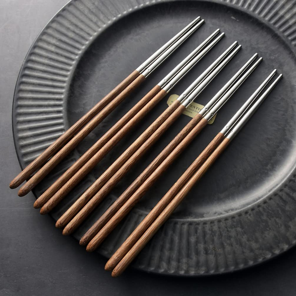 Hemoton Metal Chopsticks 5 Pairs Sushi Chopsticks Sashimi Chopsticks Stainless Steel Japanese Chopsticks with Wood Handle Chef Traditional Garnishing Plating Tweezers Gifts Sets