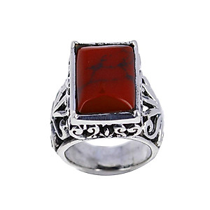 Mayas Gems Red Jasper Large Filigree Ring (6)