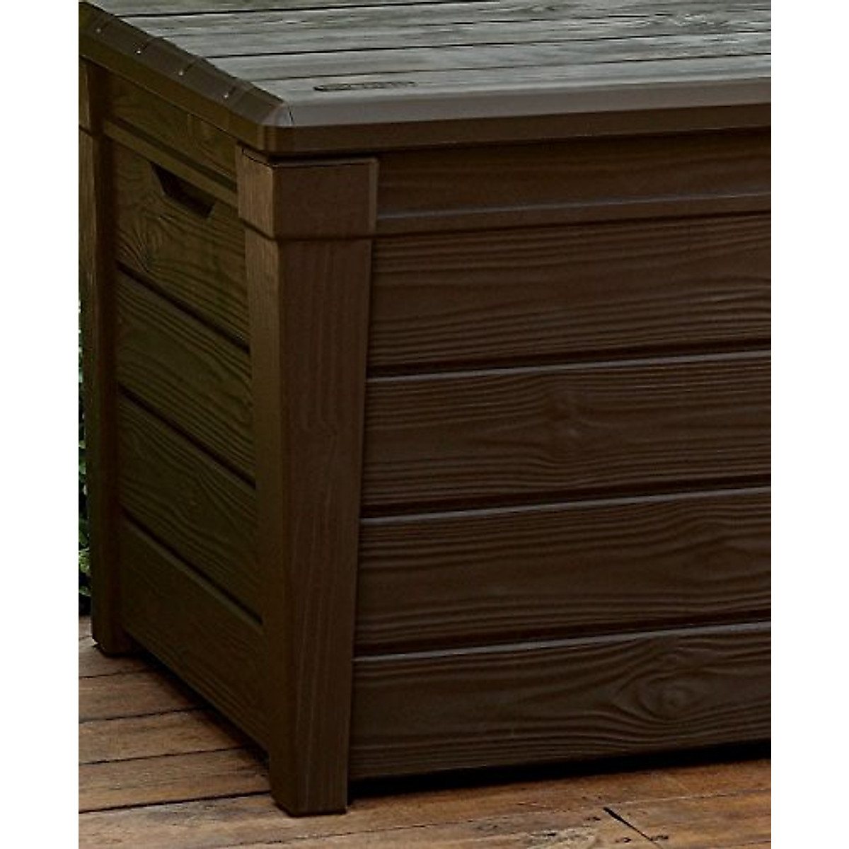 Keter Brightwood 120 Gallon Outdoor Resin Garden Patio Storage Furniture Deck Box