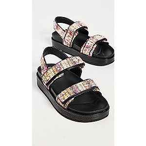 Tory Burch Women's Kira Two Band Sport Sandals, Pink/Perfect Black, 8 Medium US