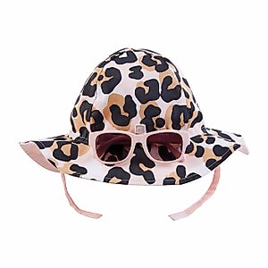Mud Pie Baby Girls' Leopard Sun HAT and Glasses, 6-18 Months