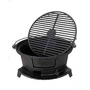 Cajun Classic Round Seasoned Cast Iron Charcoal Hibachi Grill - GL10447