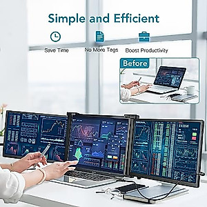 FOPO 15-inch Laptop Monitor Extender, 1080P Full HD Triple Portable Monitor with USB-C/HDMI, Plug and Play Dual Monitor for 15-17.3" Laptop with Windows/Mac(Only for M1 Max/M1 Pro)/Switch - S17