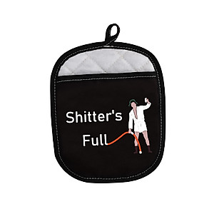LEVLO Shitter's Full Oven Mitts Christmas Vacation Movie Baking Gift Funny RV Oven Mitts for Camper Happy Camping Baking Gift (Shitter's Full)