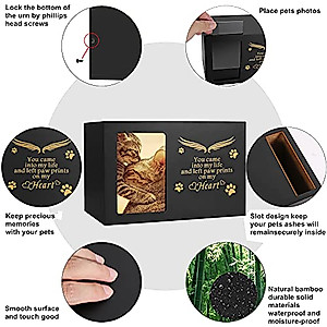 BAMTALK Pet Urns for Dogs or Cat Ashes, Dog Keepsake Box Cremation Urn, Pet Memorial Box, Pet Cremation Urn with Photo Frame,Large Wooden Urn for Dog Ashes, Pet Loss Memorial Gifts (170 Cubic Inches)