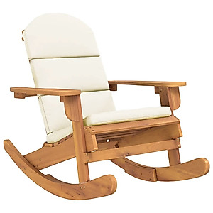 Gecheer Adirondack Rocking Chair with Cushions Solid Wood Acacia