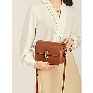 Mn&Sue Designer Women 's Handbag PU Leather Small Flap Crossbody Bags Shoulder Satchel Purse Work Bag (Black)